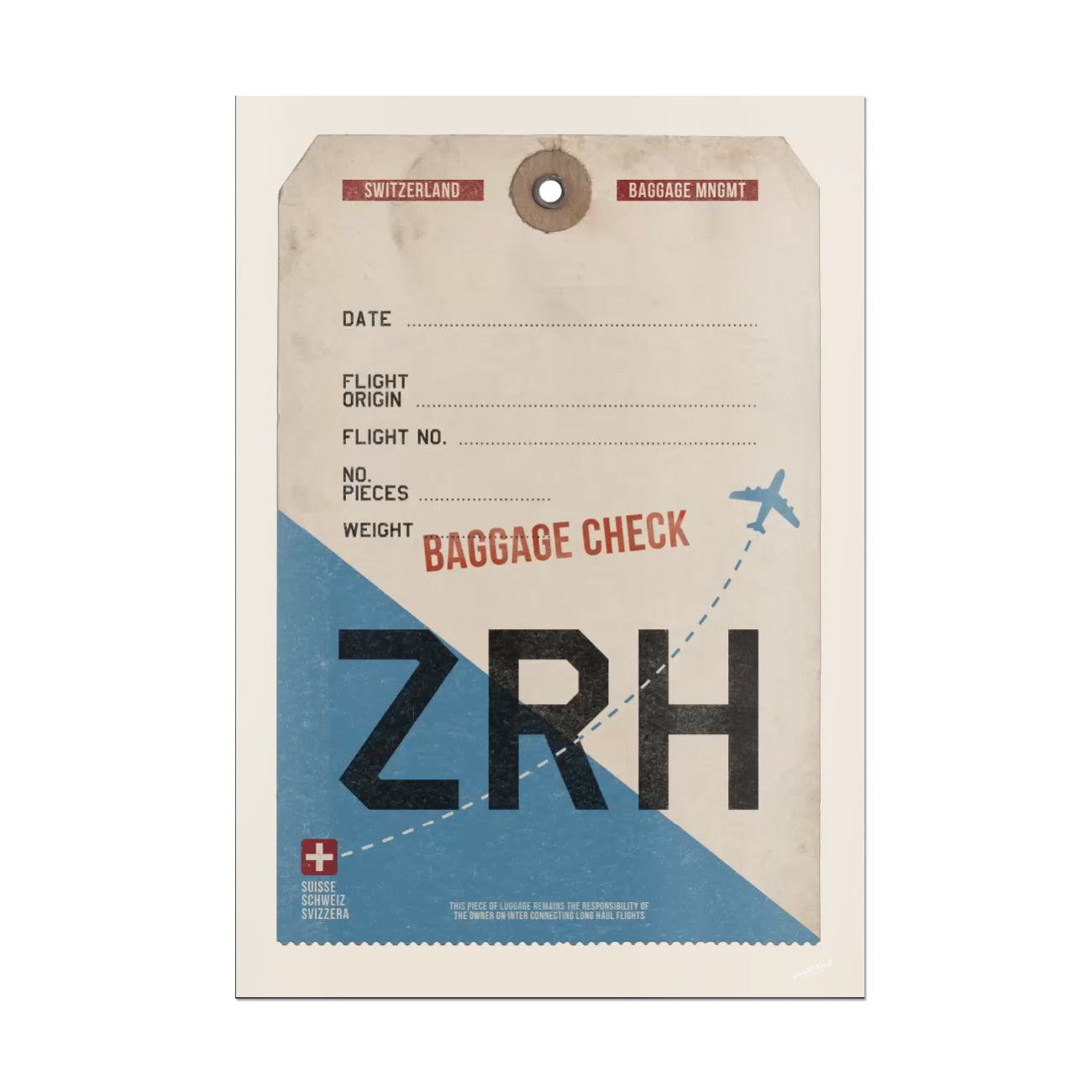 Swiss Baggage Tag – LEKKA Swiss posters and prints